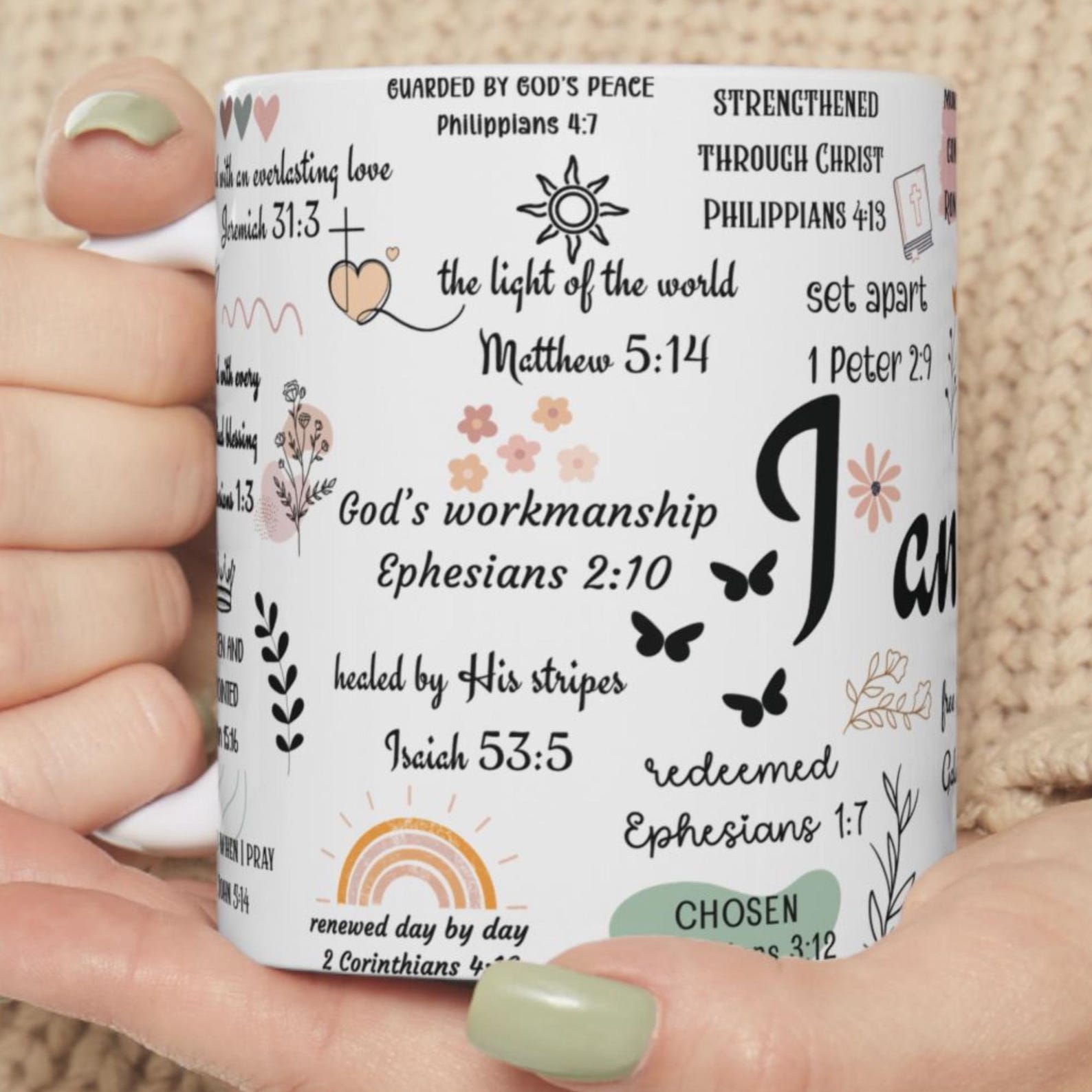 Biblical Affirmations Mug: Custom Name Ceramic Coffee Cup - Etsy