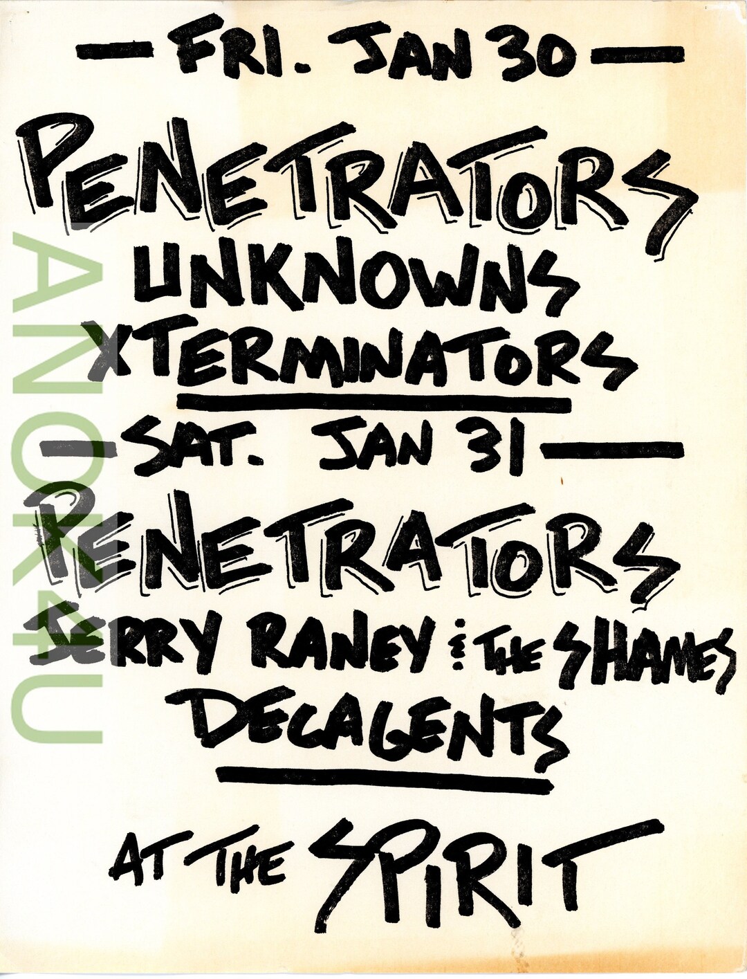 Penetrators, Unknowns and Xterminators. Vintage 1980s Punk Rock Flyer ...