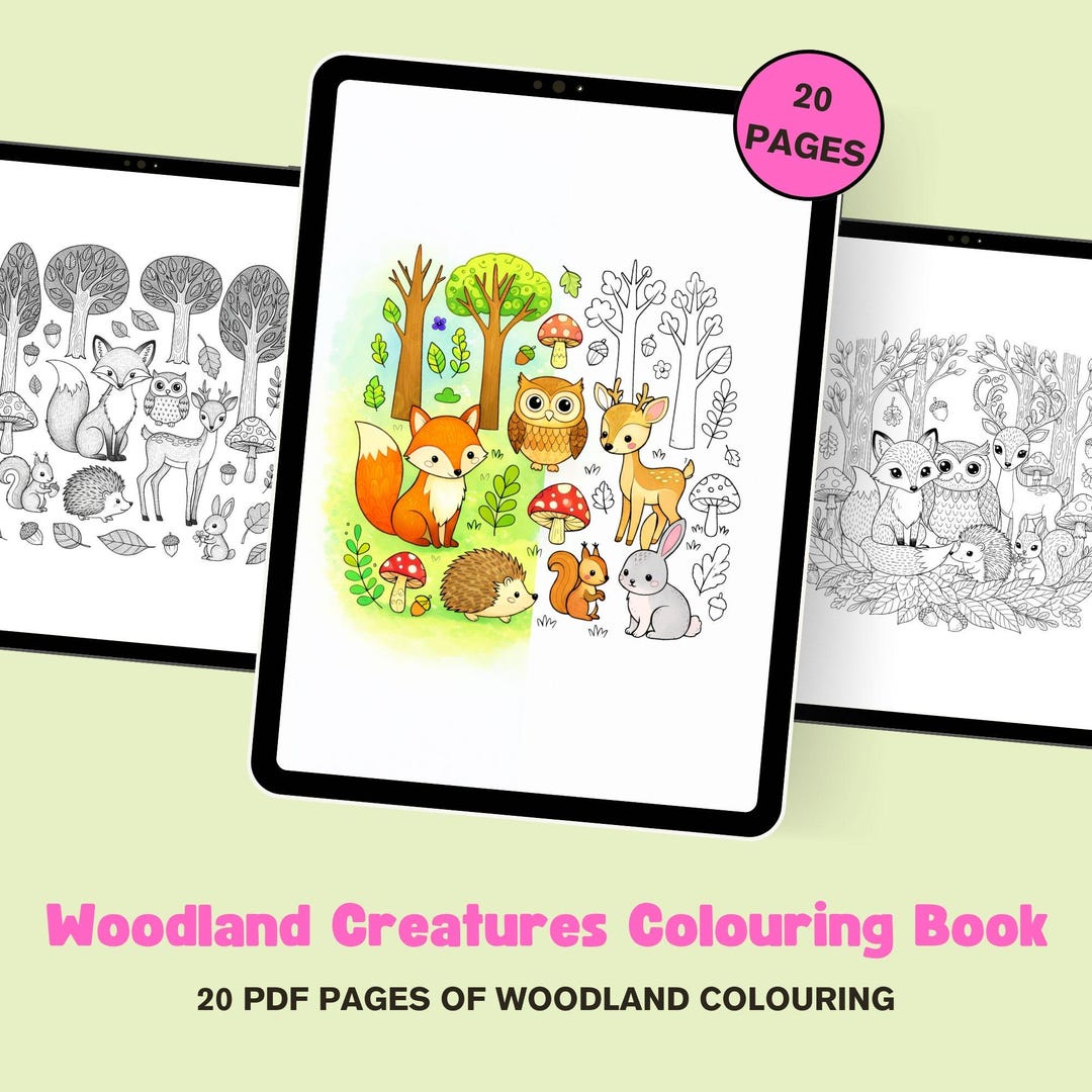 Woodland Creatures Colouring Pages – 20 Printable Designs (A4 PDF) - Etsy