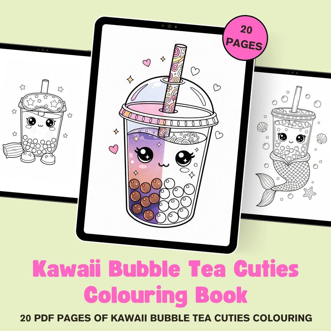 Kawaii Bubble Tea Colouring Pages - 20 Coloring Pages - A4 PDF - Etsy