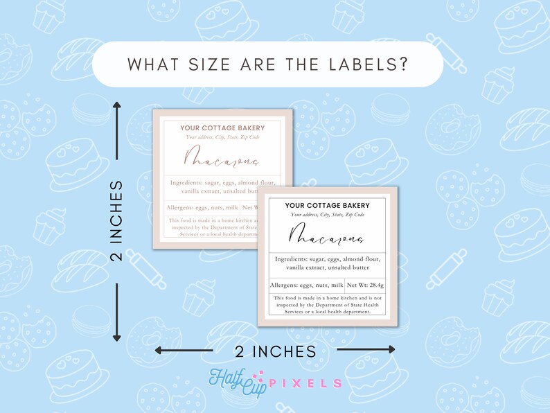 Elegant Canva Editable Simple Square Label for Cottage Bakeries, Home ...
