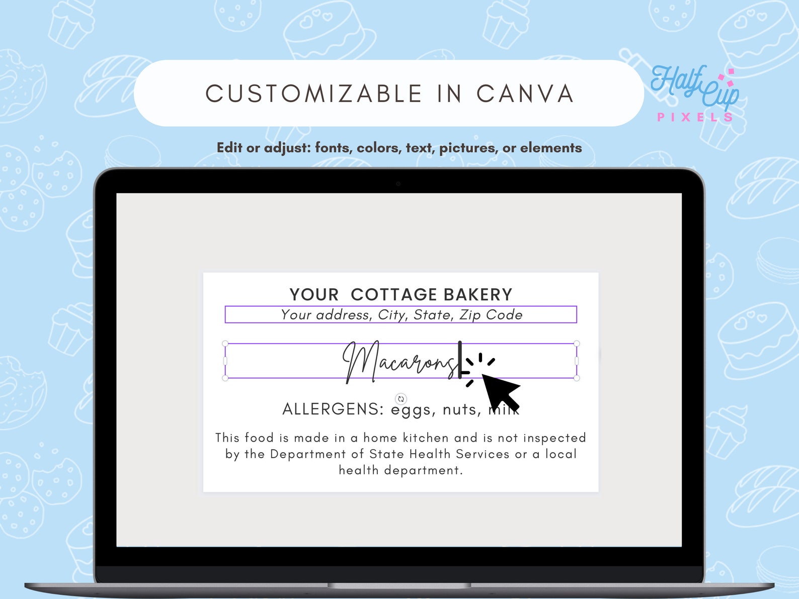 Canva Editable Simple Baked Goods Label for Cottage Bakeries, Home ...