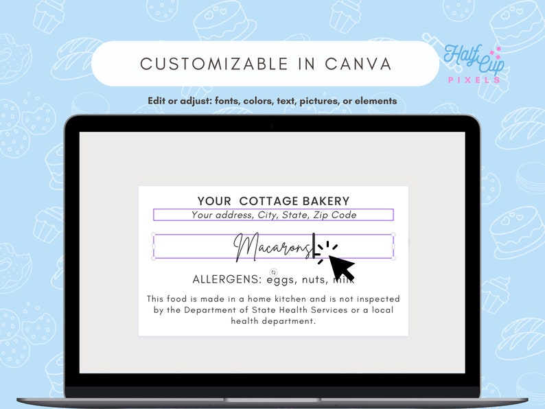 Canva Editable Simple Baked Goods Label for Cottage Bakeries, Home ...