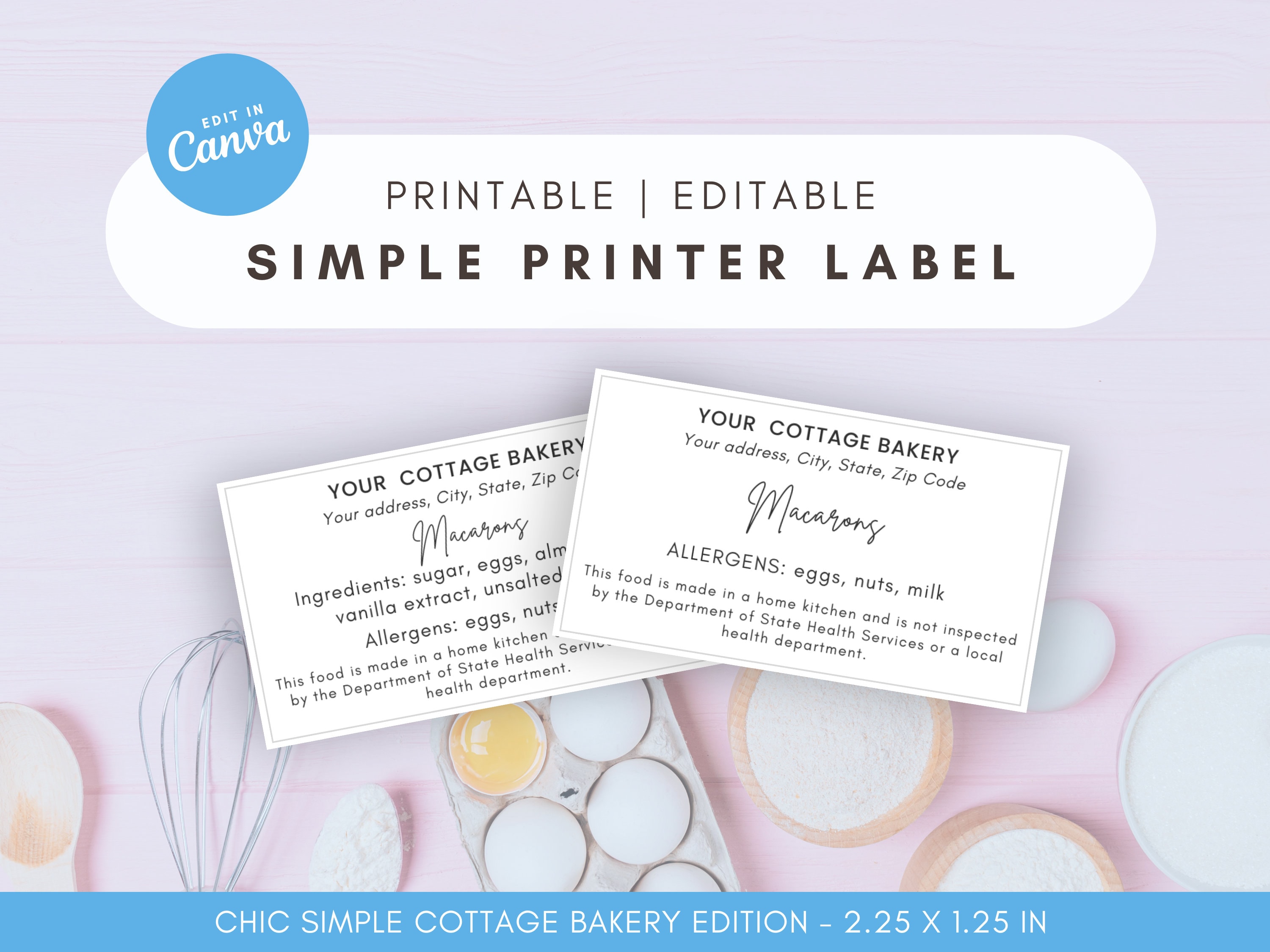 Canva Editable Simple Baked Goods Label for Cottage Bakeries, Home ...