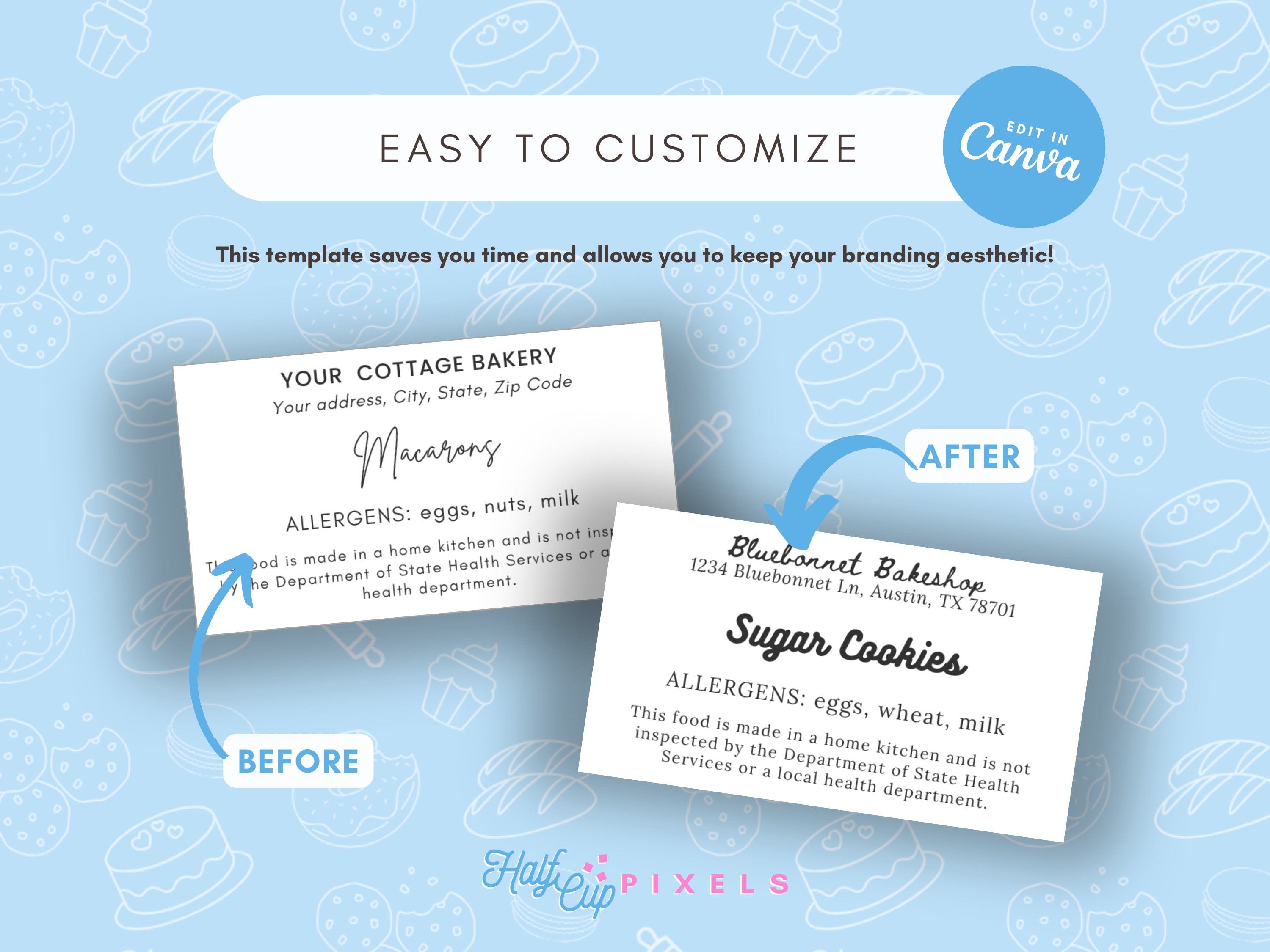 Canva Editable Simple Baked Goods Label for Cottage Bakeries, Home ...