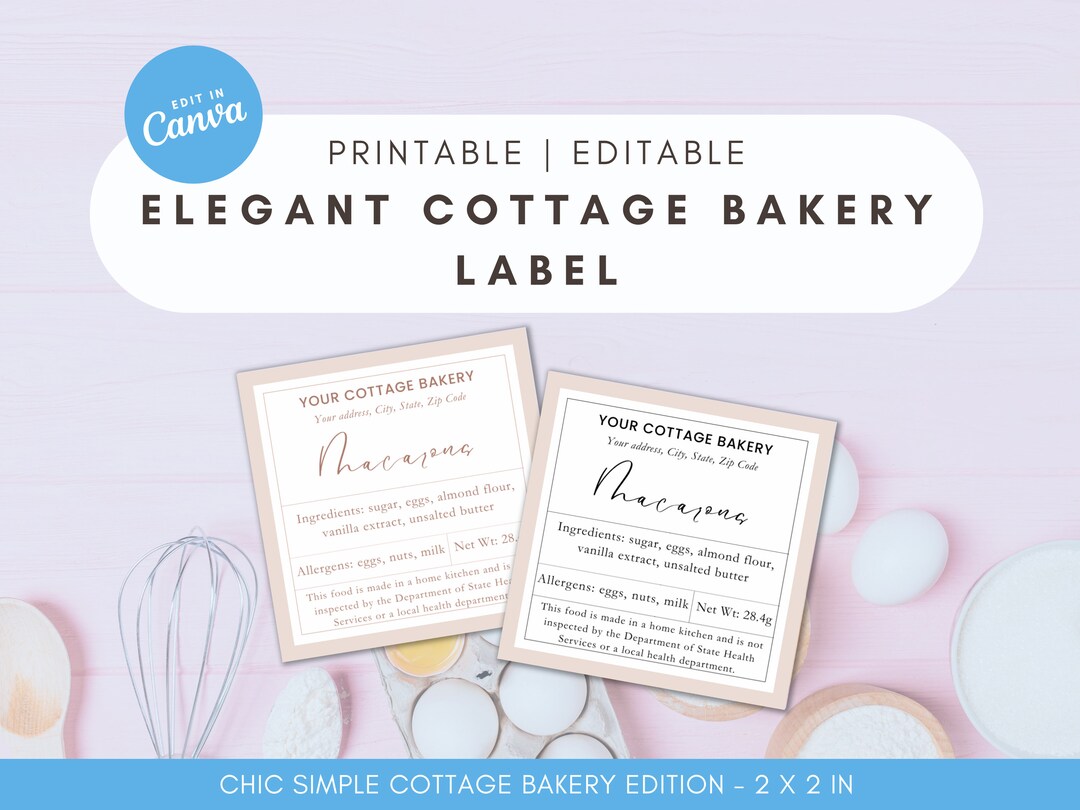 Elegant Canva Editable Simple Square Label for Cottage Bakeries, Home ...