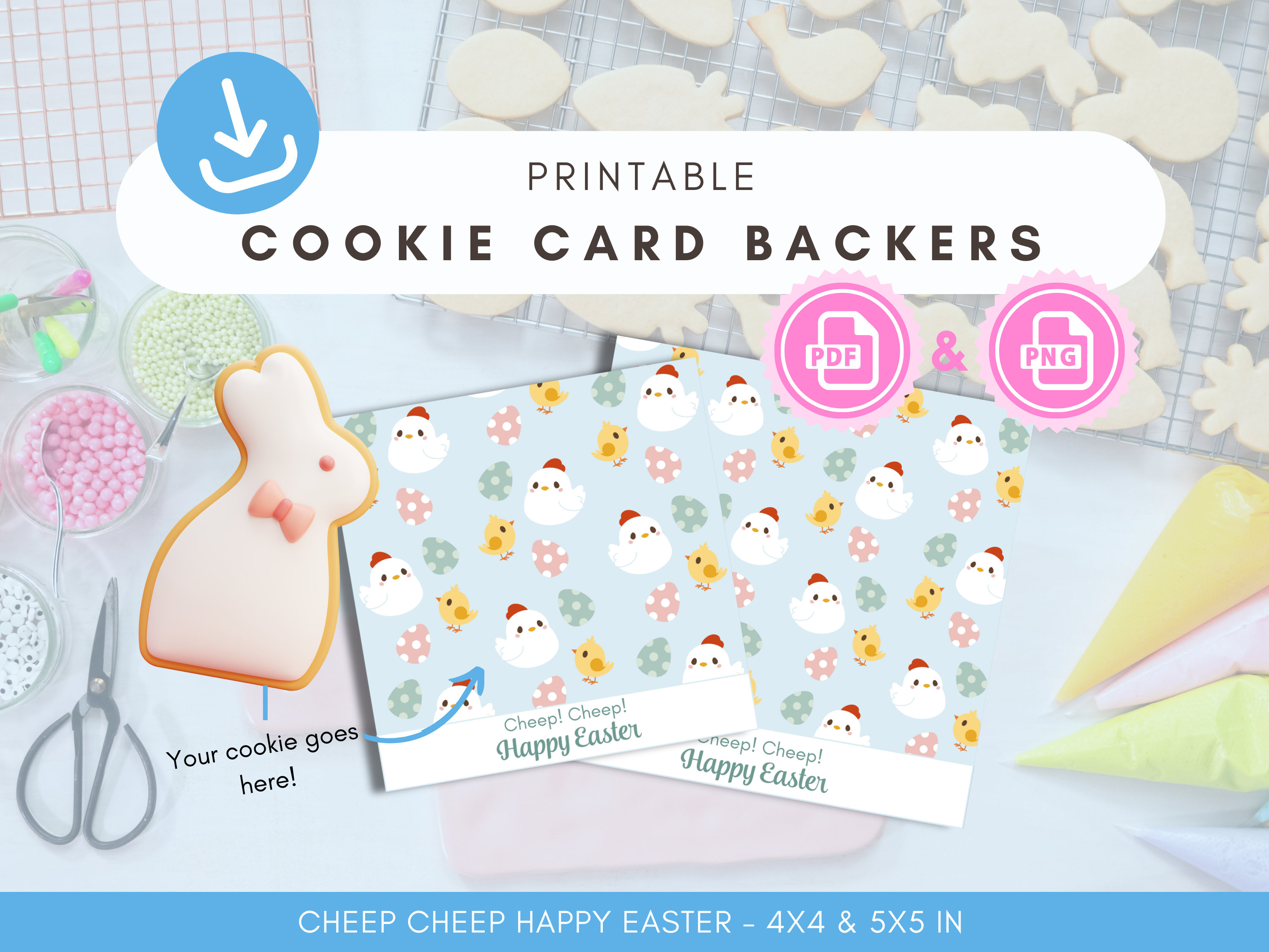 Easter Printable Cookie Card Backer for Cottage Bakeries, Spring Favor ...