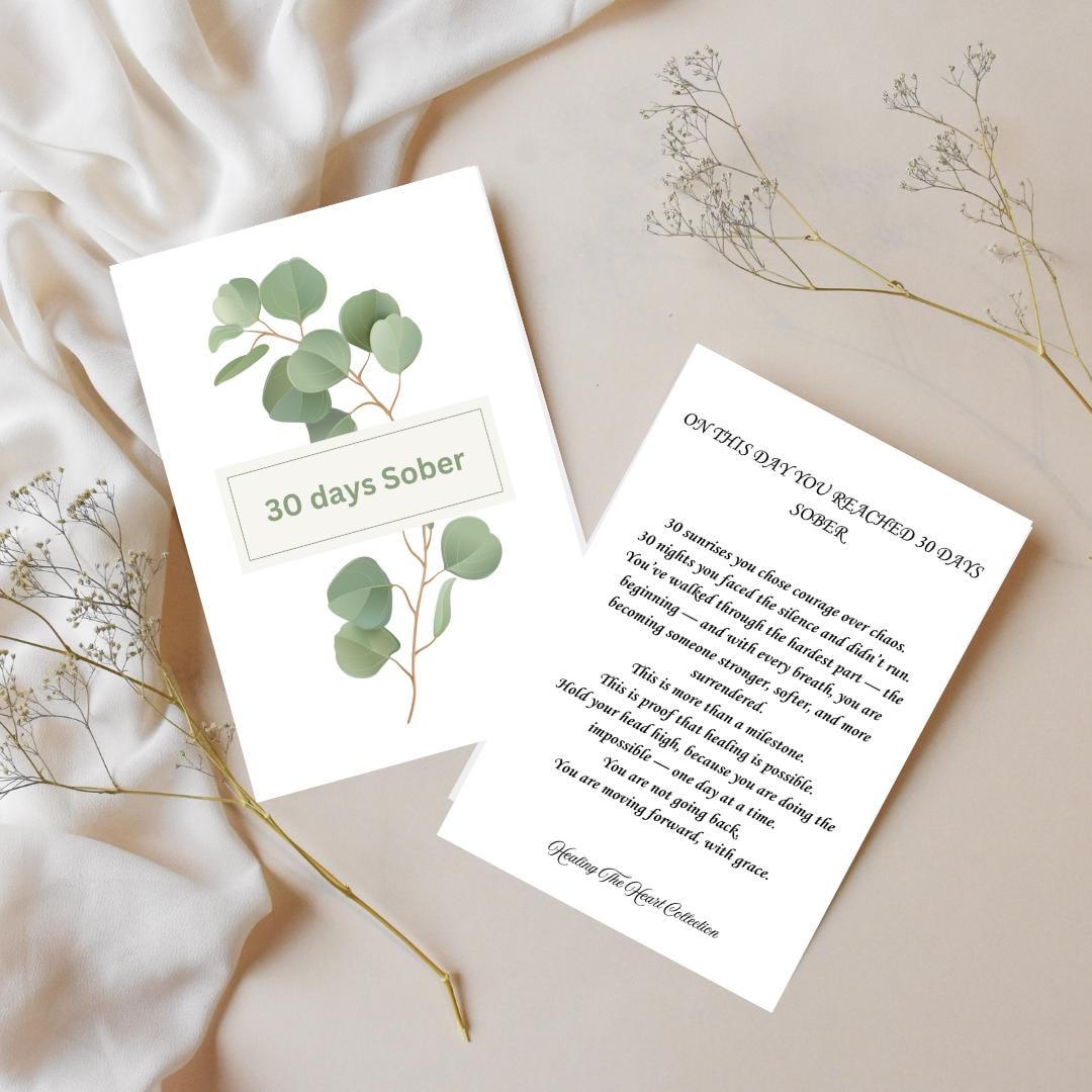 30 Days Sober Milestone Card: Glossy Eucalyptus Recovery Gift - Etsy