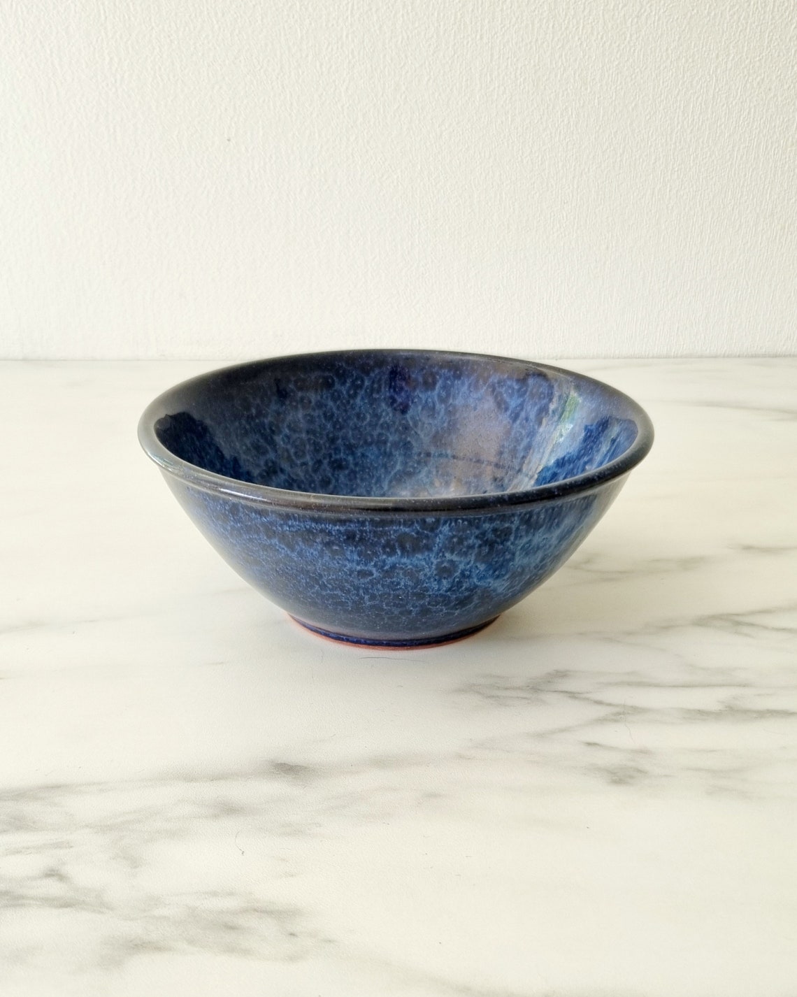 VINTAGE SCANDINAVIAN BOWL Handmade Pottery in Blue Glaze With Darkblue ...