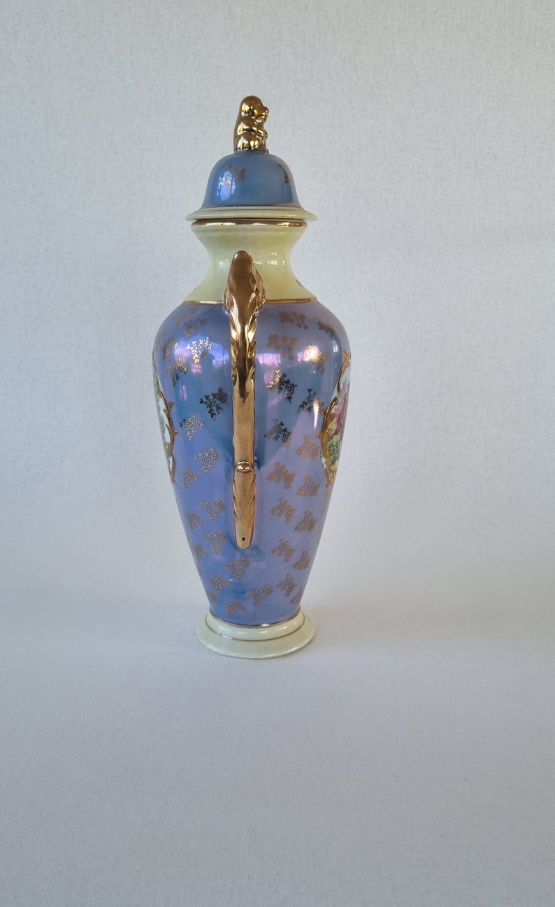 RARE URN VICTORIAN Antique 1940s Vintage Urn With Handles/ Blue Gold ...