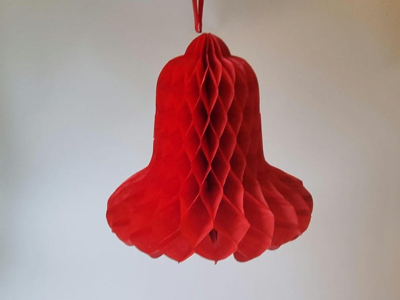 Vintage Swedish Paper Bell: 1950s Honeycomb Christmas Decor (11 Inch ...