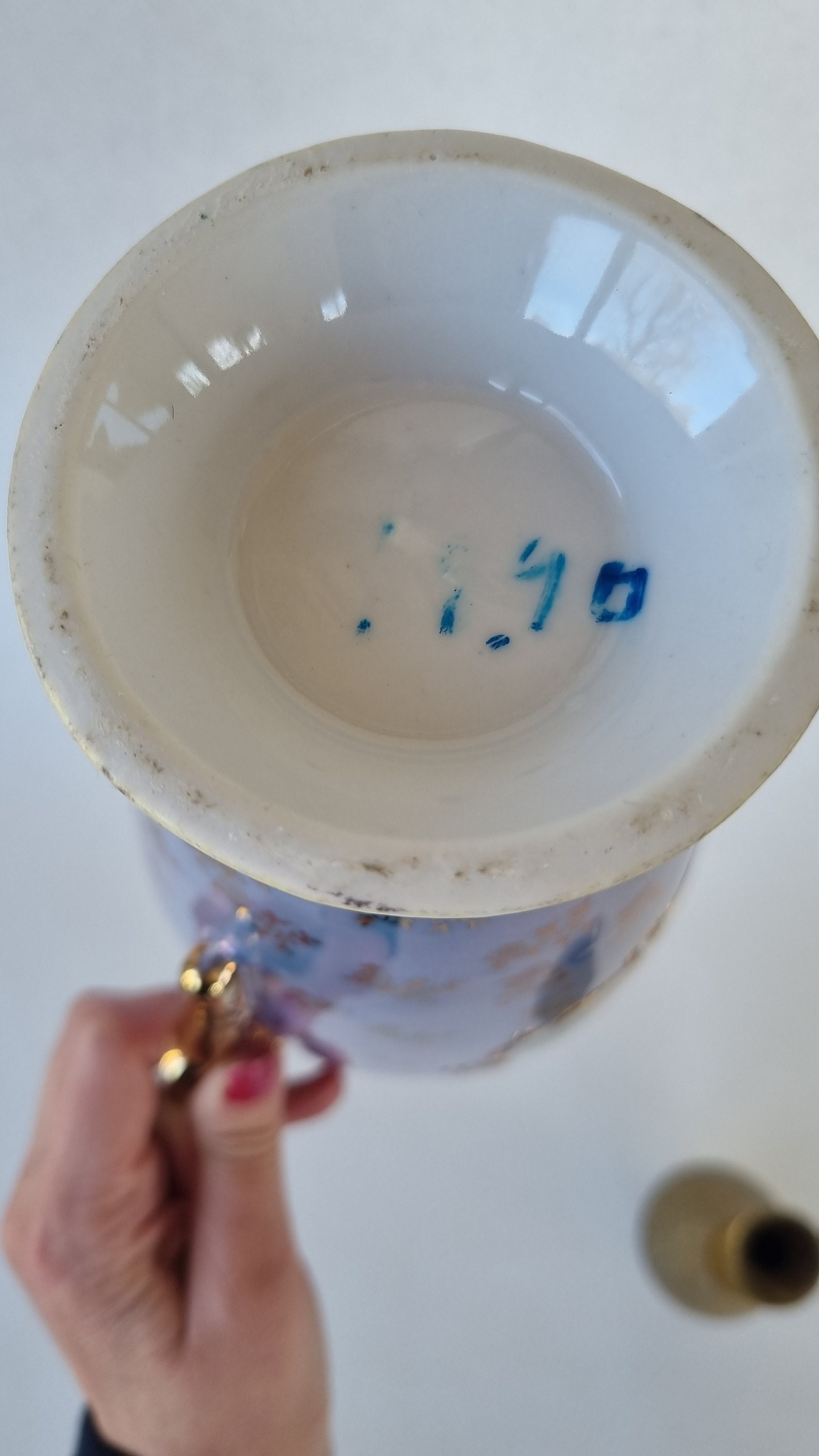 RARE URN VICTORIAN Antique 1940s Vintage Urn With Handles/ Blue Gold ...