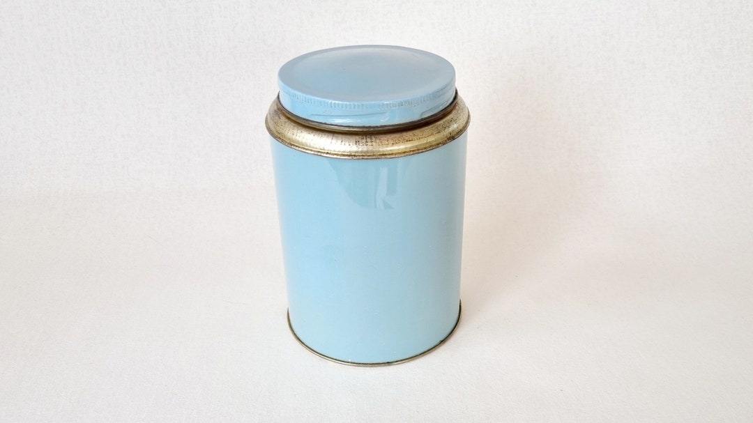Vintage Tin Can - Light Blue Kitchen Jar Container/ Retro Home Decor ...