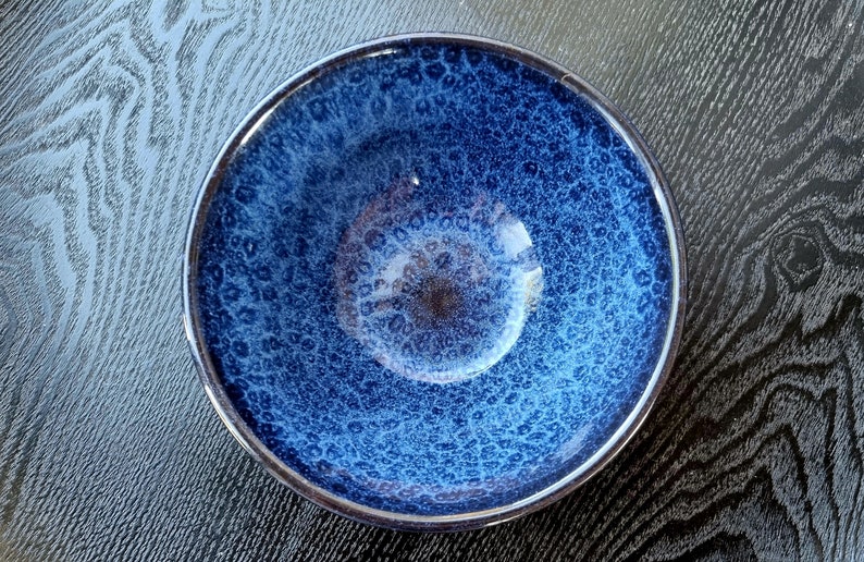 VINTAGE SCANDINAVIAN BOWL Handmade Pottery in Blue Glaze With Darkblue ...
