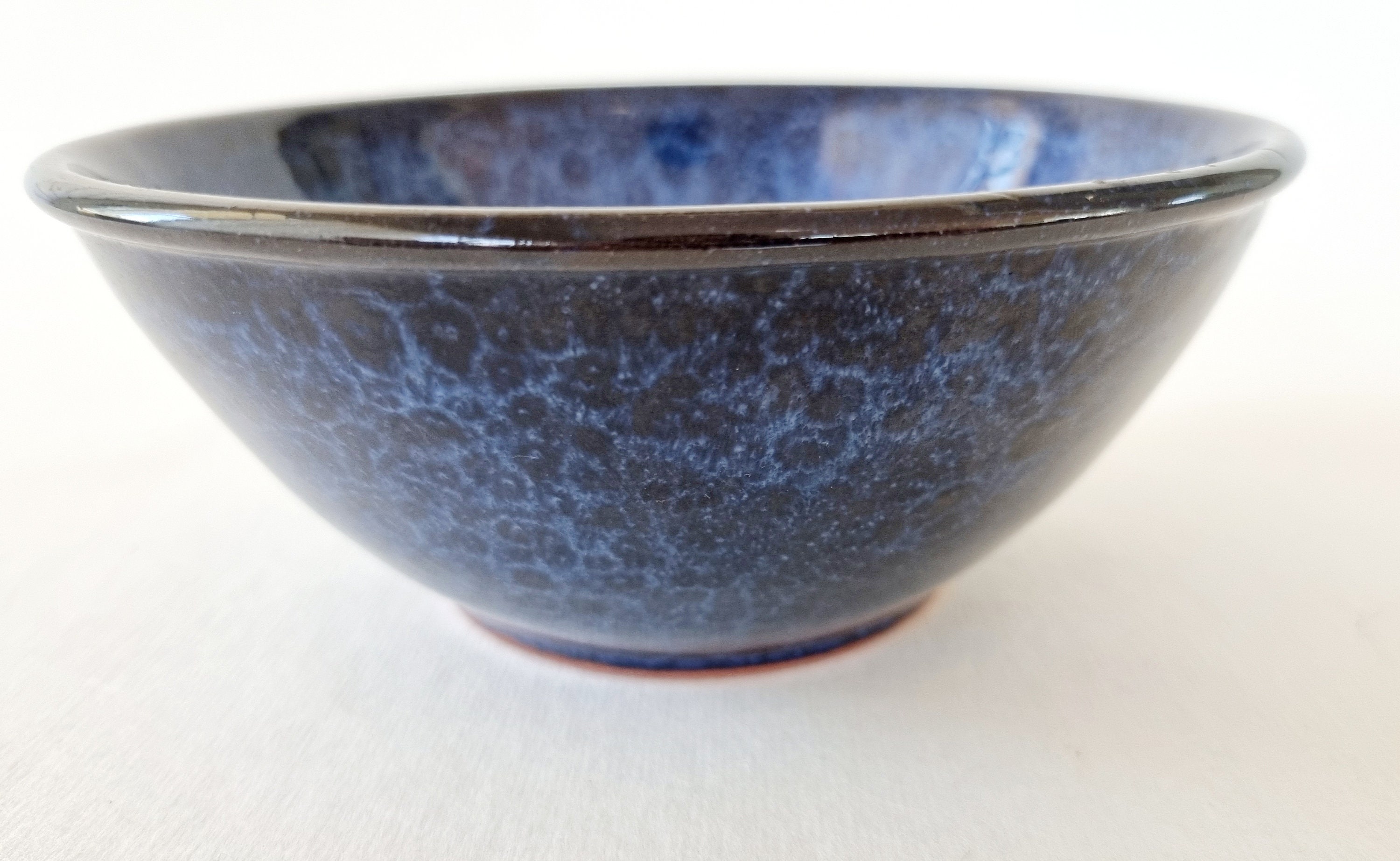 VINTAGE SCANDINAVIAN BOWL Handmade Pottery in Blue Glaze With Darkblue ...