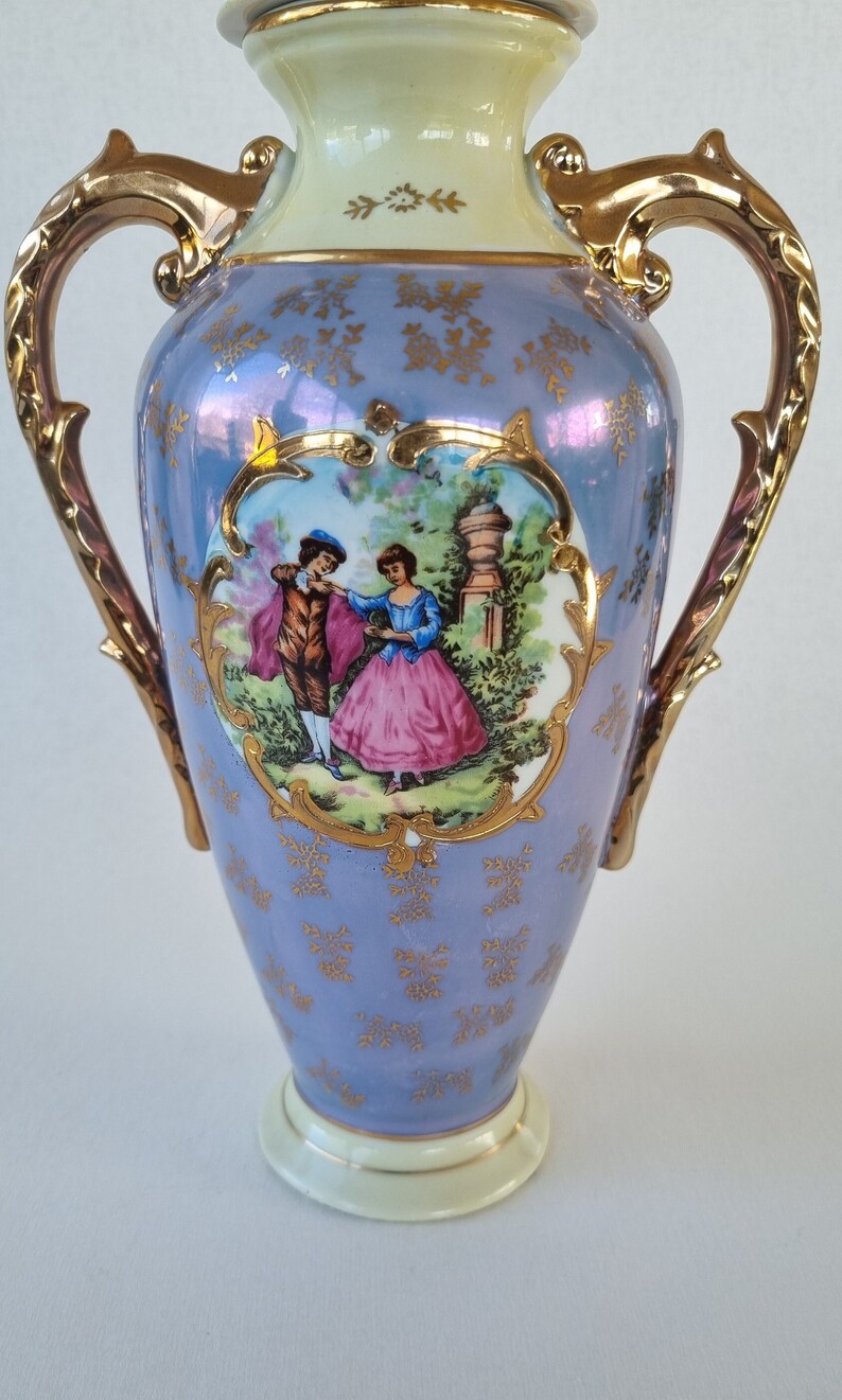 RARE URN VICTORIAN Antique 1940s Vintage Urn With Handles/ Blue Gold ...