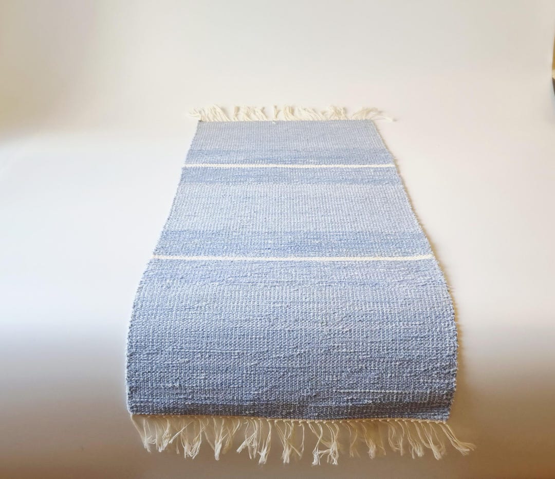 Vintage Swedish Woven Table Runner, Blue Scandinavian Textile - Etsy