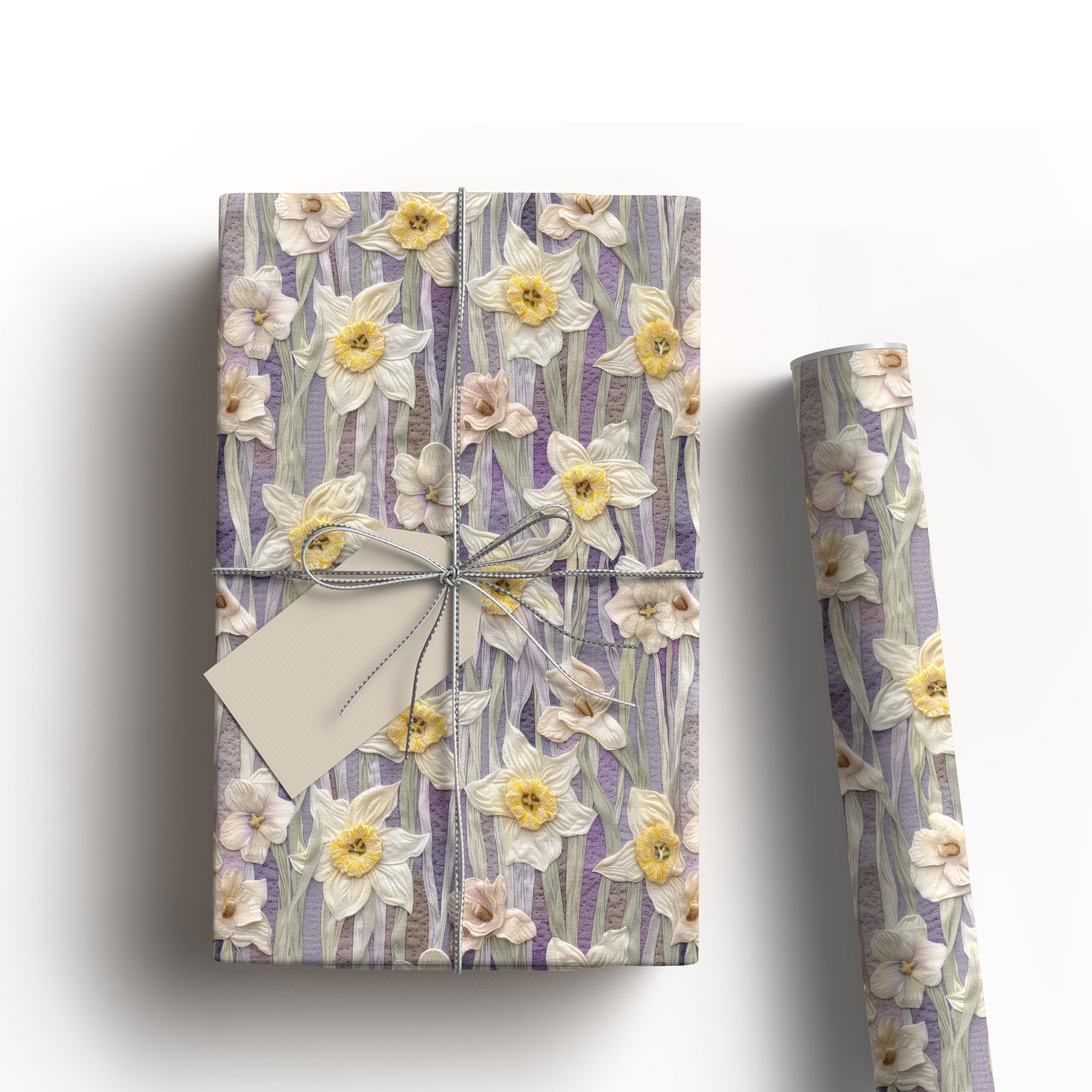 Felt Daffodils Seamless Pattern File Pretty Spring Floral Fabric ...