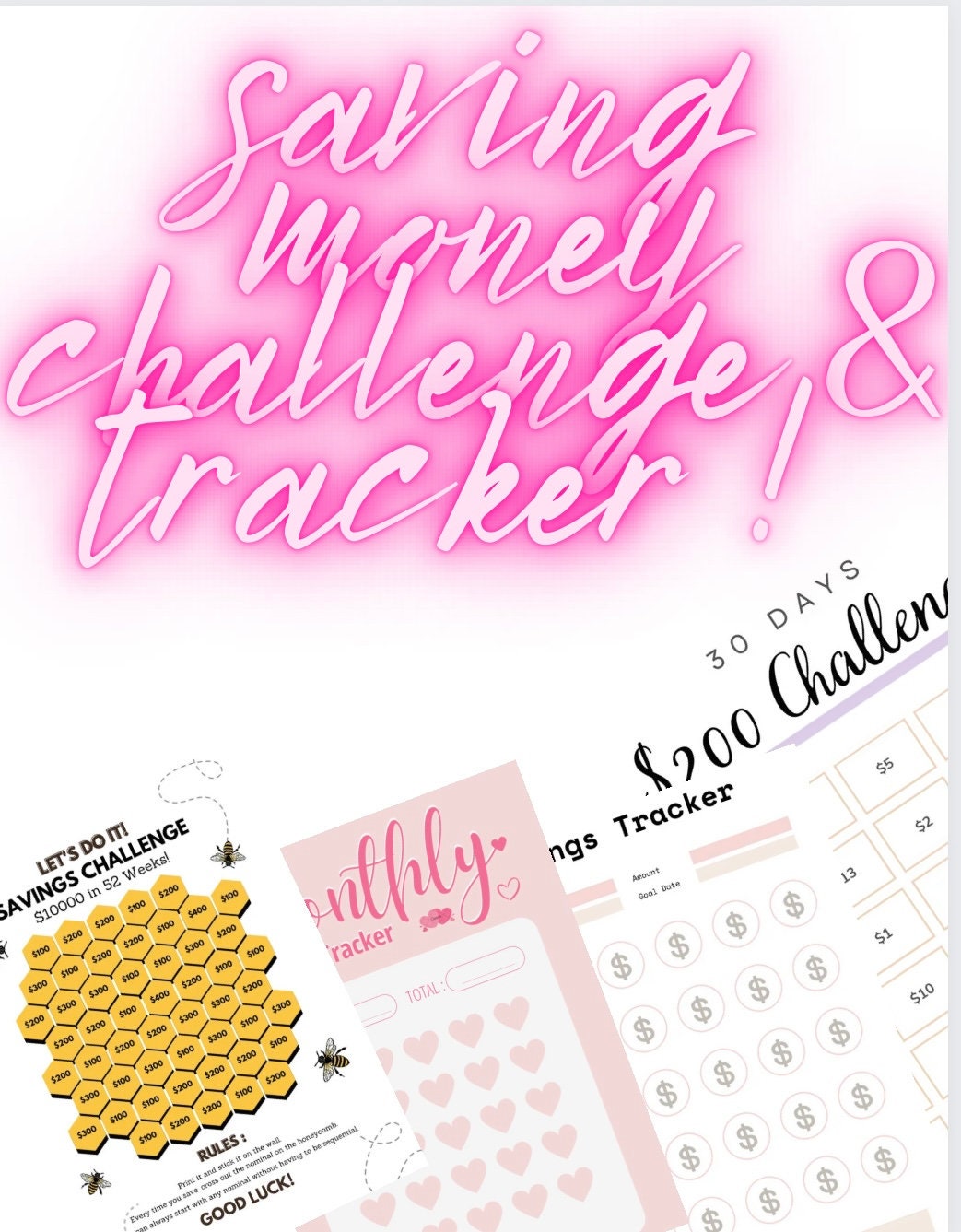 Money Saving Challenge Printable, Saving Bundle - Etsy