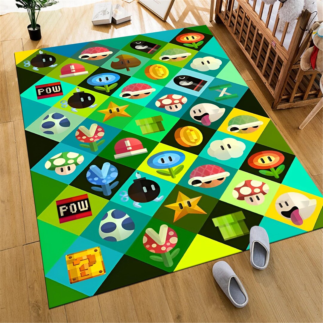 Video Game Rug: Colorful Gaming Decor, Cotton Area Rug - Etsy