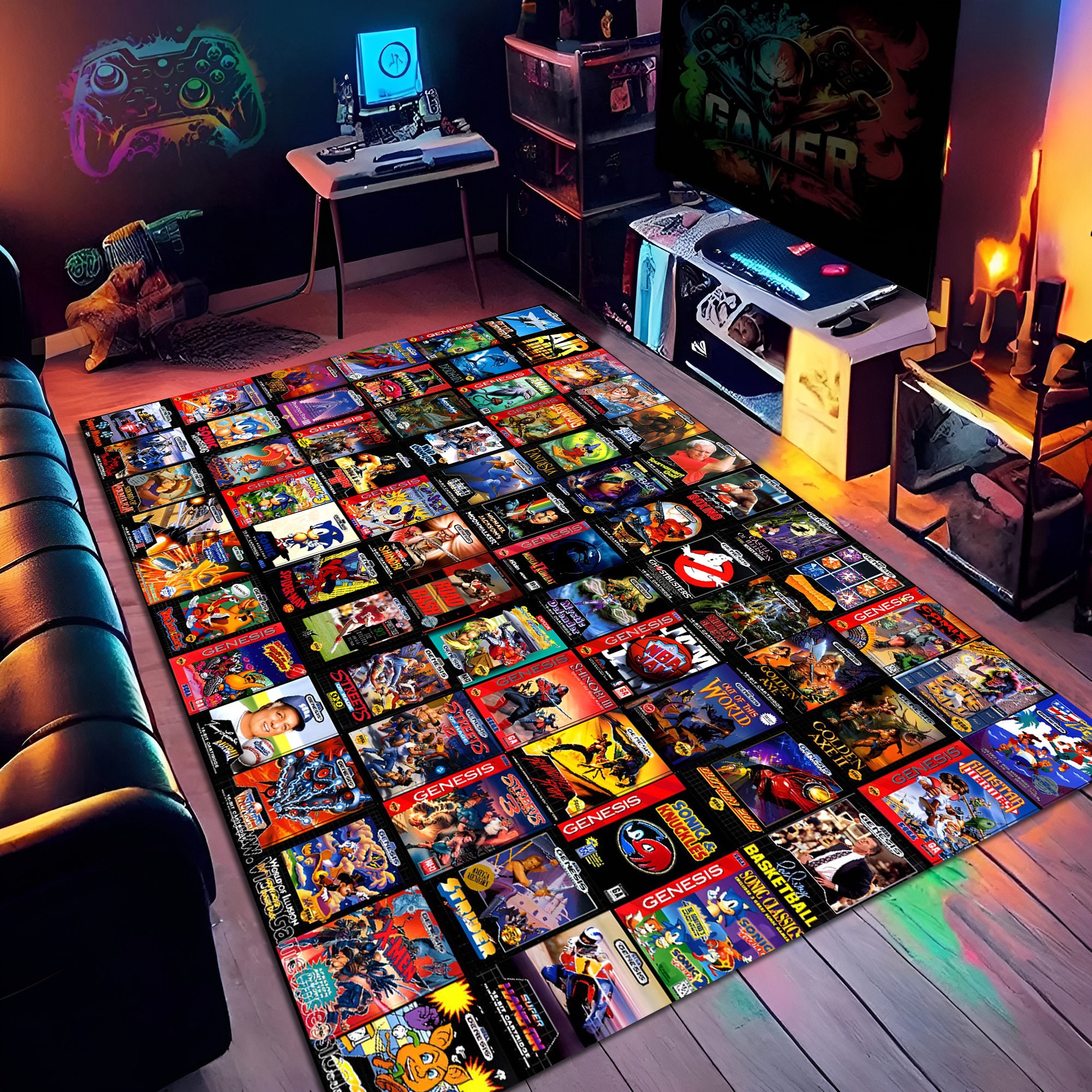 Retro Games Rug,game Rug,gaming Rug,colorful Rug,play Room Rug, Game ...