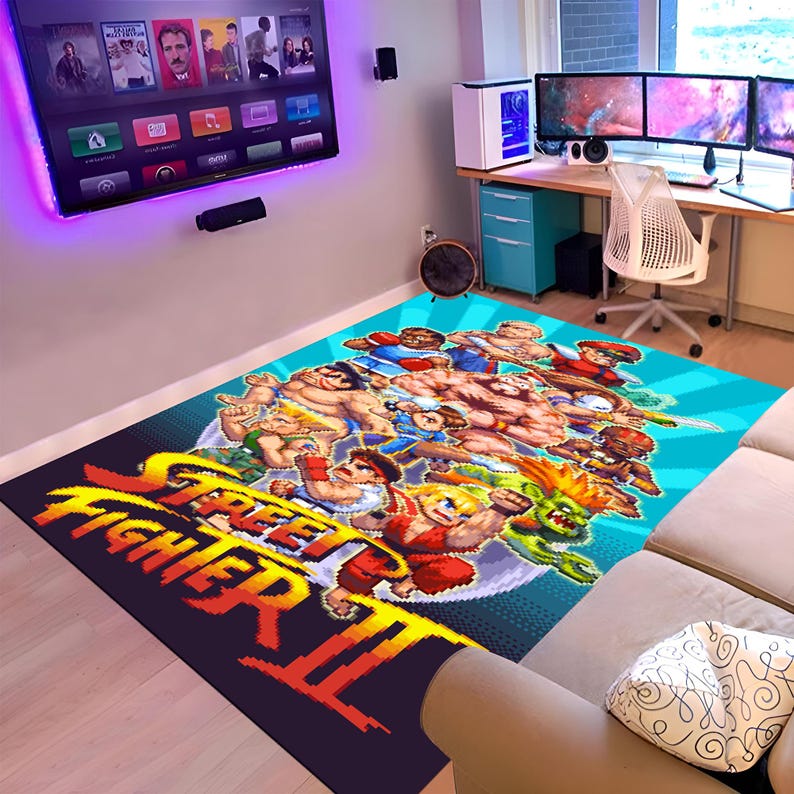 Street Fighter Rug: Retro Arcade Game Room Decor - Etsy