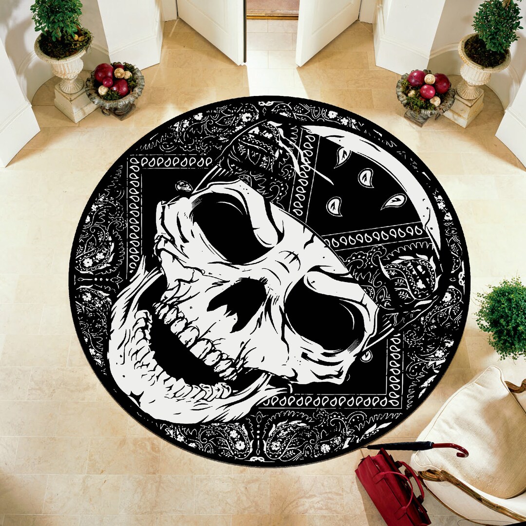 Skull Rug, Horror Rug, Fear Rug, Black and White Rug, Skull Decor ...