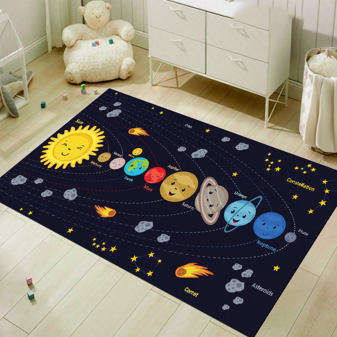 Planets Rug, Space Rug, Black Rug,space Decor,astronaut Rug,kids Room ...