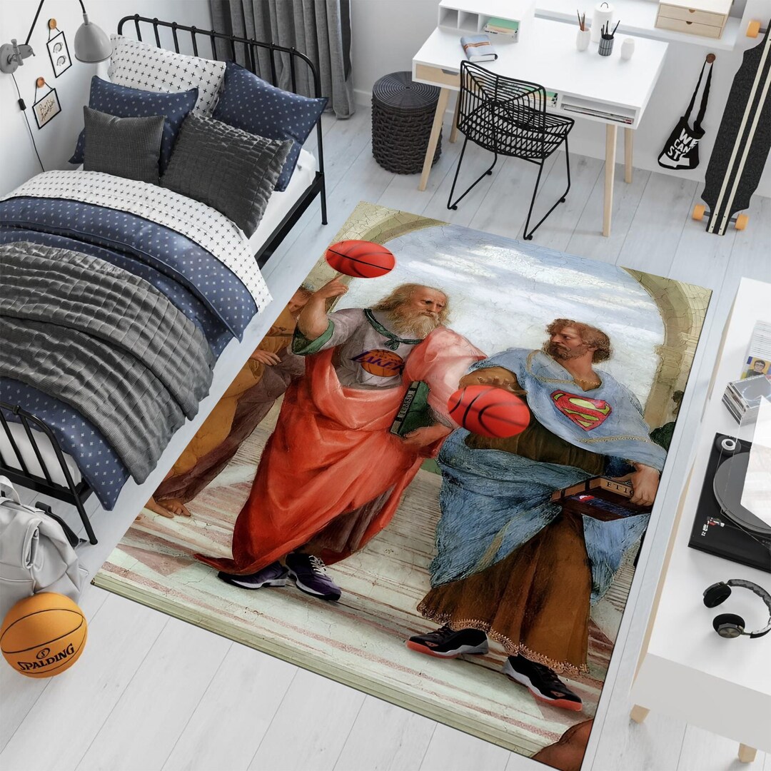 Basketball Themed Art Rug, Basketball Players Rug, Basketball Rug ...