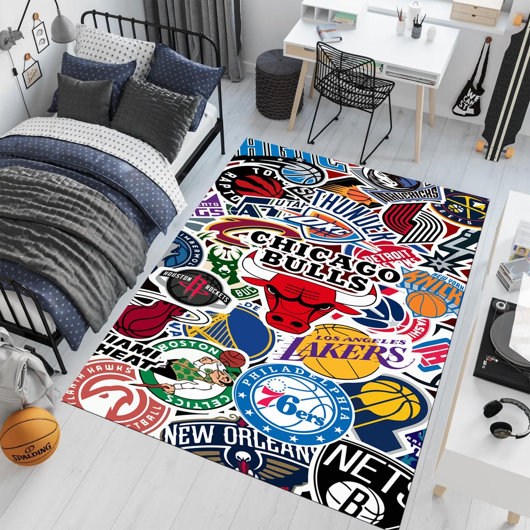 Basketball Teams Area Rug: Sports Fan Room Decor - Etsy