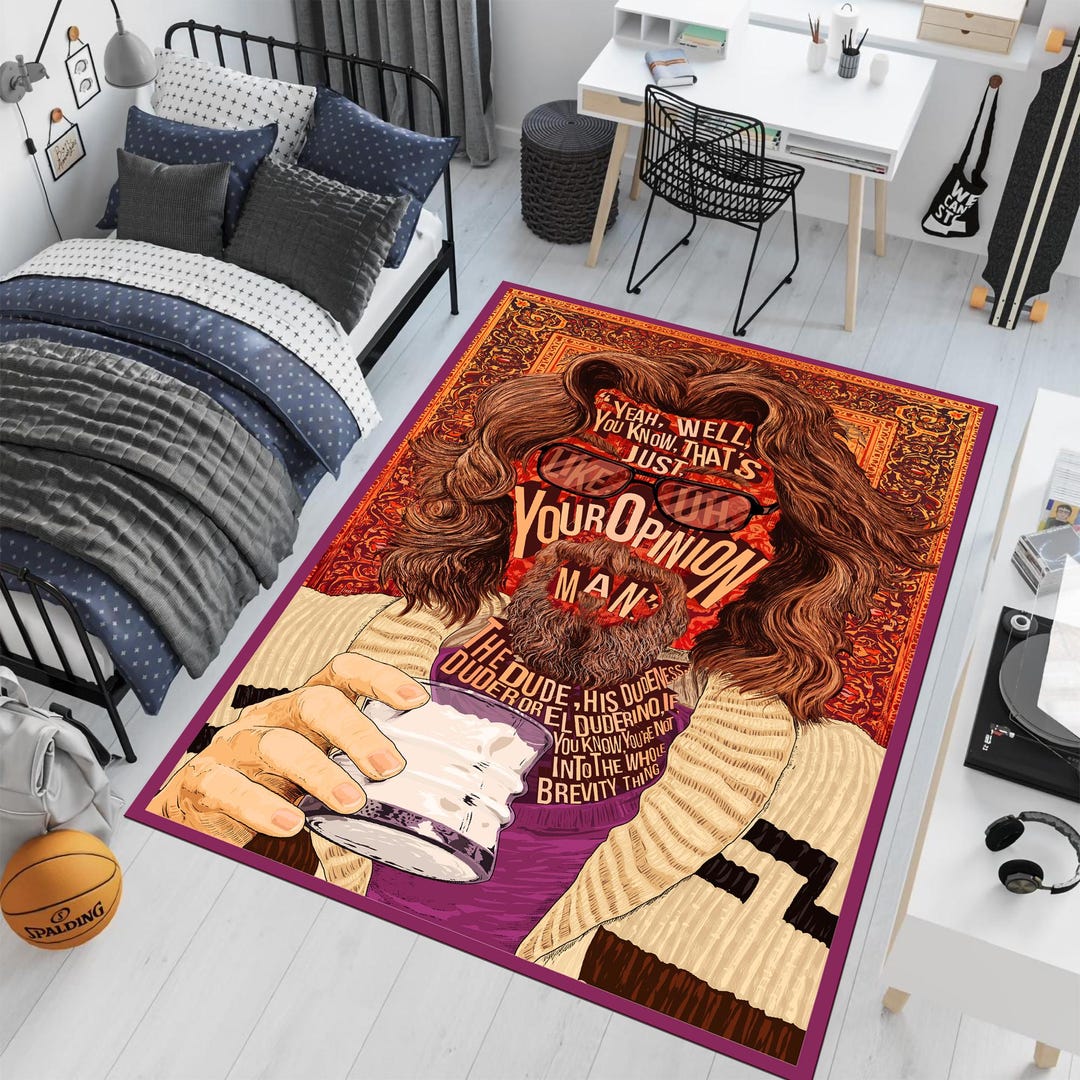 The Dude Rug, Big Lebowski Movie Art, Living Room Decor Area Rug - Etsy