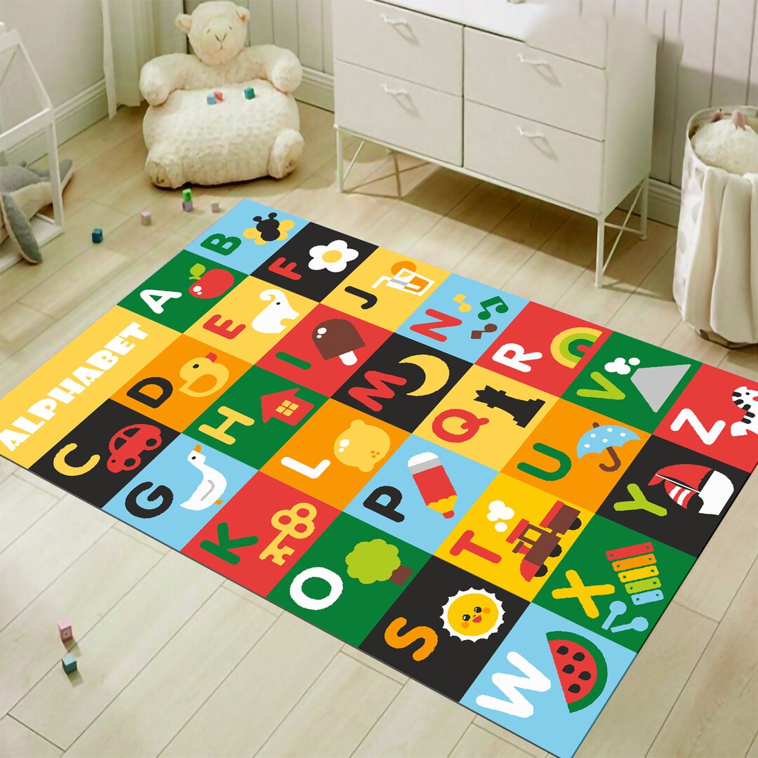 Alphabet Rug, Colorful Rug, Educative Rug, Nursery Rug, Funny Rug, Kids ...