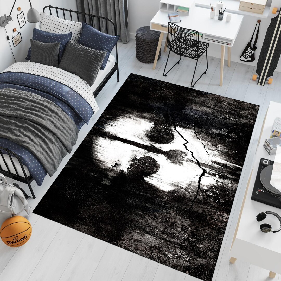 Ghost Rug, Scary Ghost Rug, Black and White Rug, Horror Rug, Art Rug ...