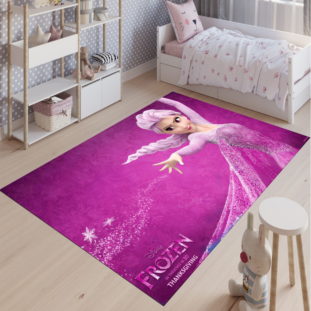 Elsa Rug, Pink Rug, Frozen Rug, Gift Fot Daughter, Cartoon Rug,kids ...