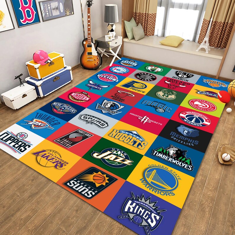 Basketball Rug, Basketball NBA Rug, Teams Rug, Colorful Rug, Sport Rug ...