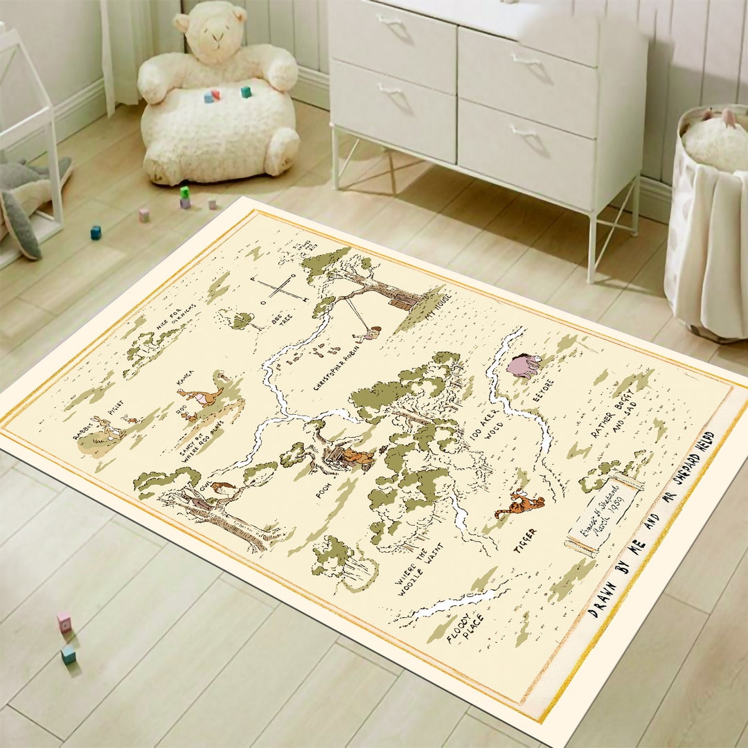 Winnie the Pooh Rug,winnie Map Rug,map Rug,cartoon Rug, Colorful Rug ...
