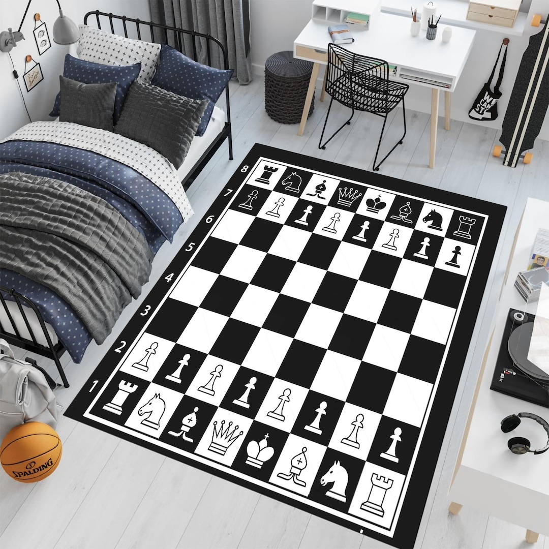 Chess Board Rug, Cotton Game Mat, Personalized Gift Carpet - Etsy