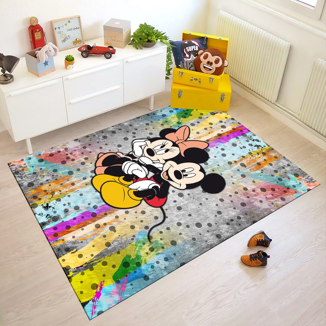 Minnie and Mickey Mouse Rug: Kids Nursery Decor, Custom Area Rug - Etsy