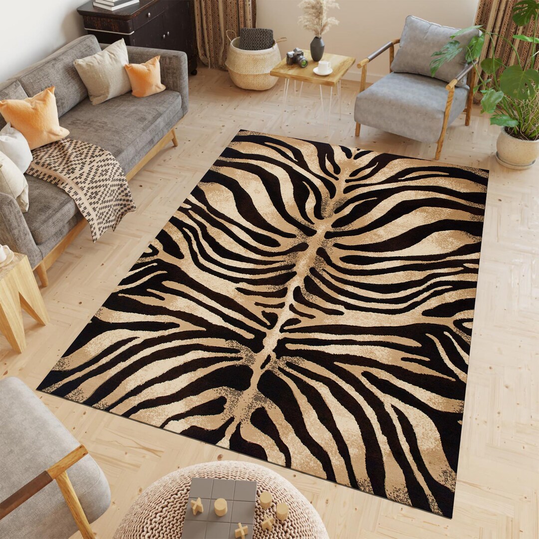 Zebra Pattern Rug, Modern Gray Area Rug, Custom Sizes - Etsy