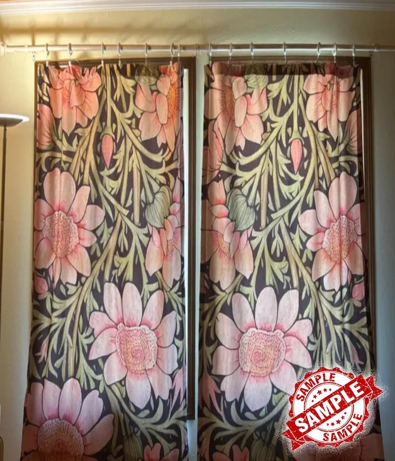Triple Neon Red Gothic Cross Curtains – Goth Drapes, Gamer Room Decor ...