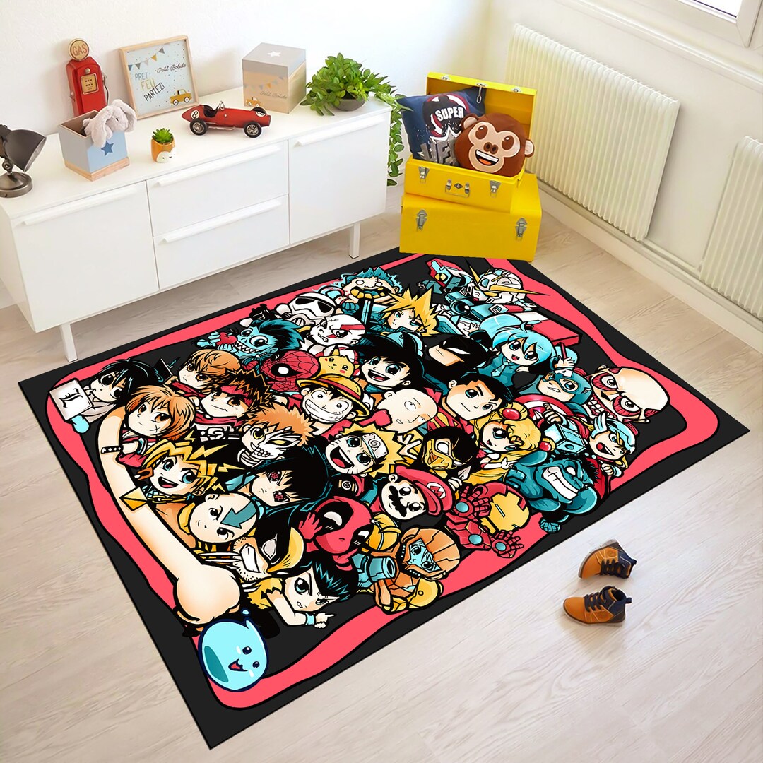 Mixed Marvel Characters Rug, Cute Movie Characters Rug, Marvel Rug ...
