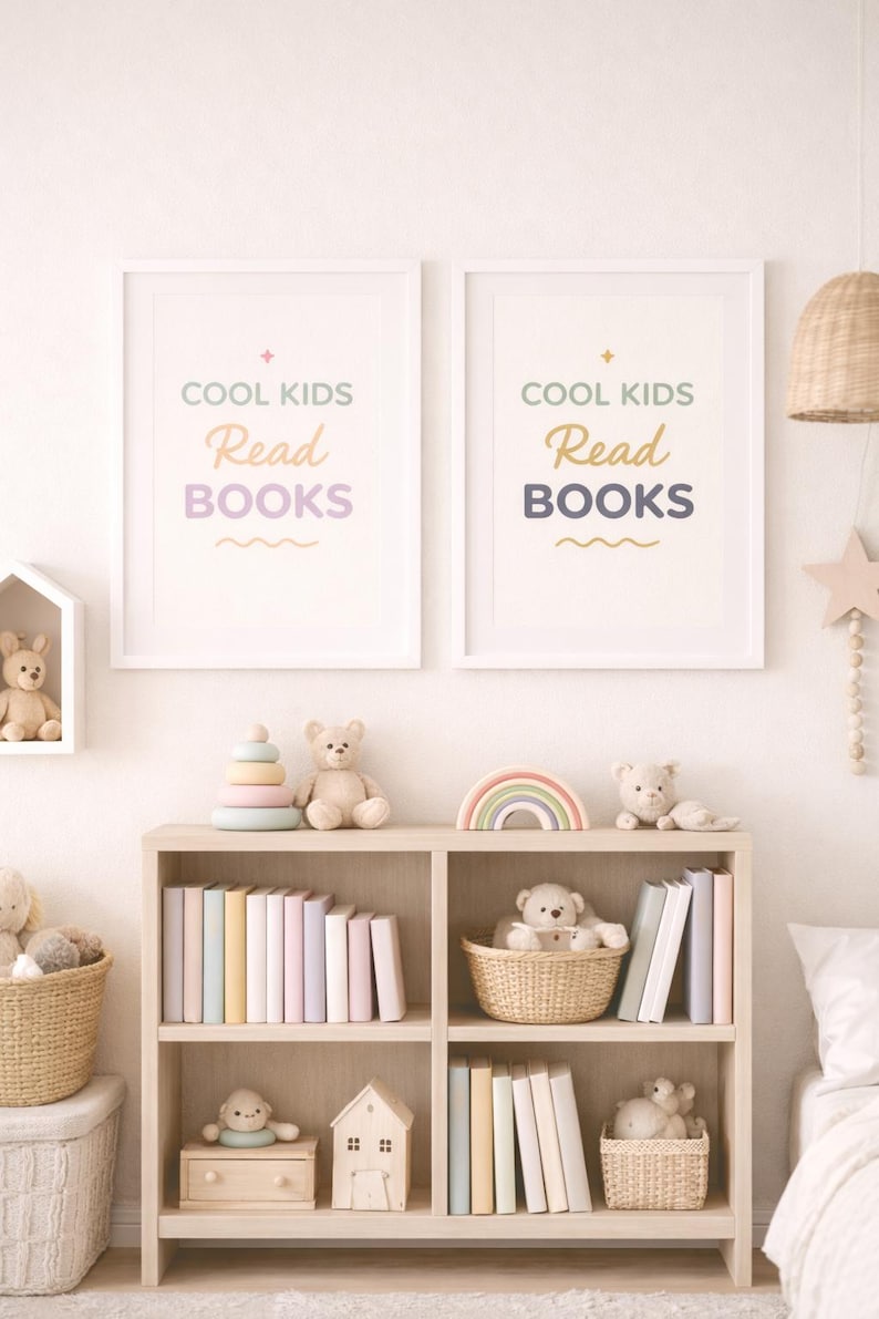 Children's Room Poster Printable PDF, Cool Kids Read Books Wall Art ...