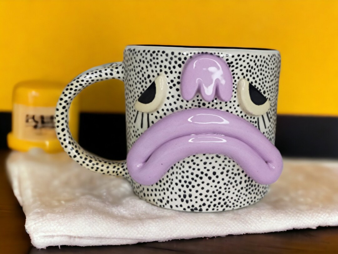 Handcrafted Sad Face Ceramic Mug - Etsy
