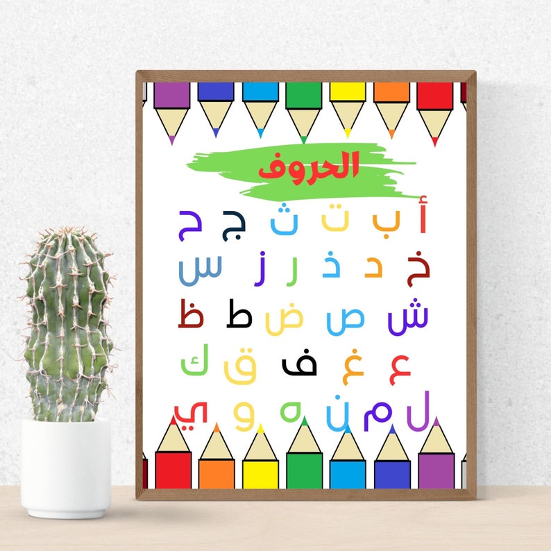 Arabic Alphabet Print , Arabic Alphabet Poster ,kids Wall Art ,arabic ...