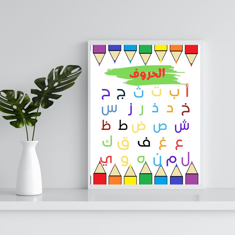 Arabic Alphabet Print , Arabic Alphabet Poster ,kids Wall Art ,arabic ...