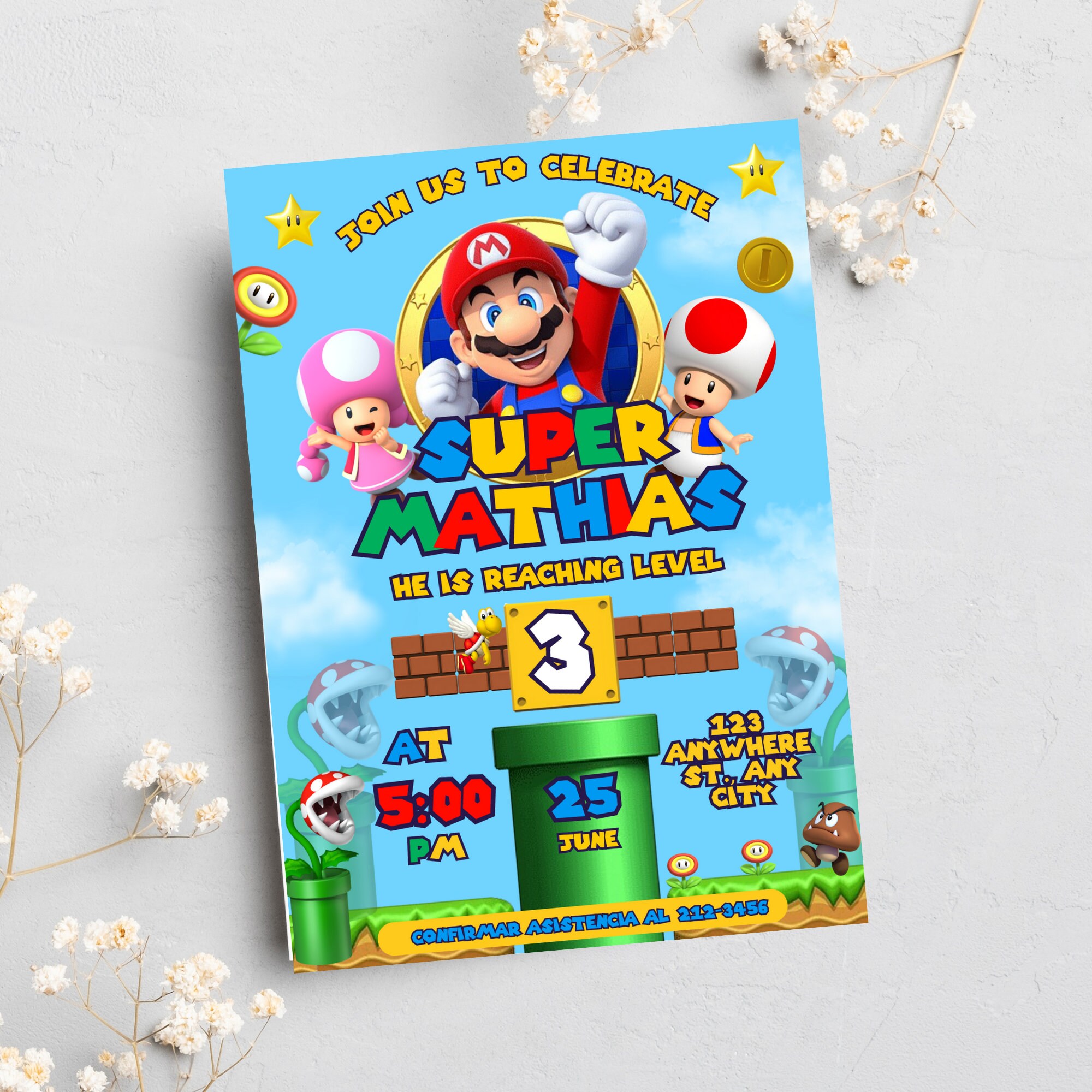 Invitación De Mario Bros, Invitación De Cumpleaños De Super Mario ...