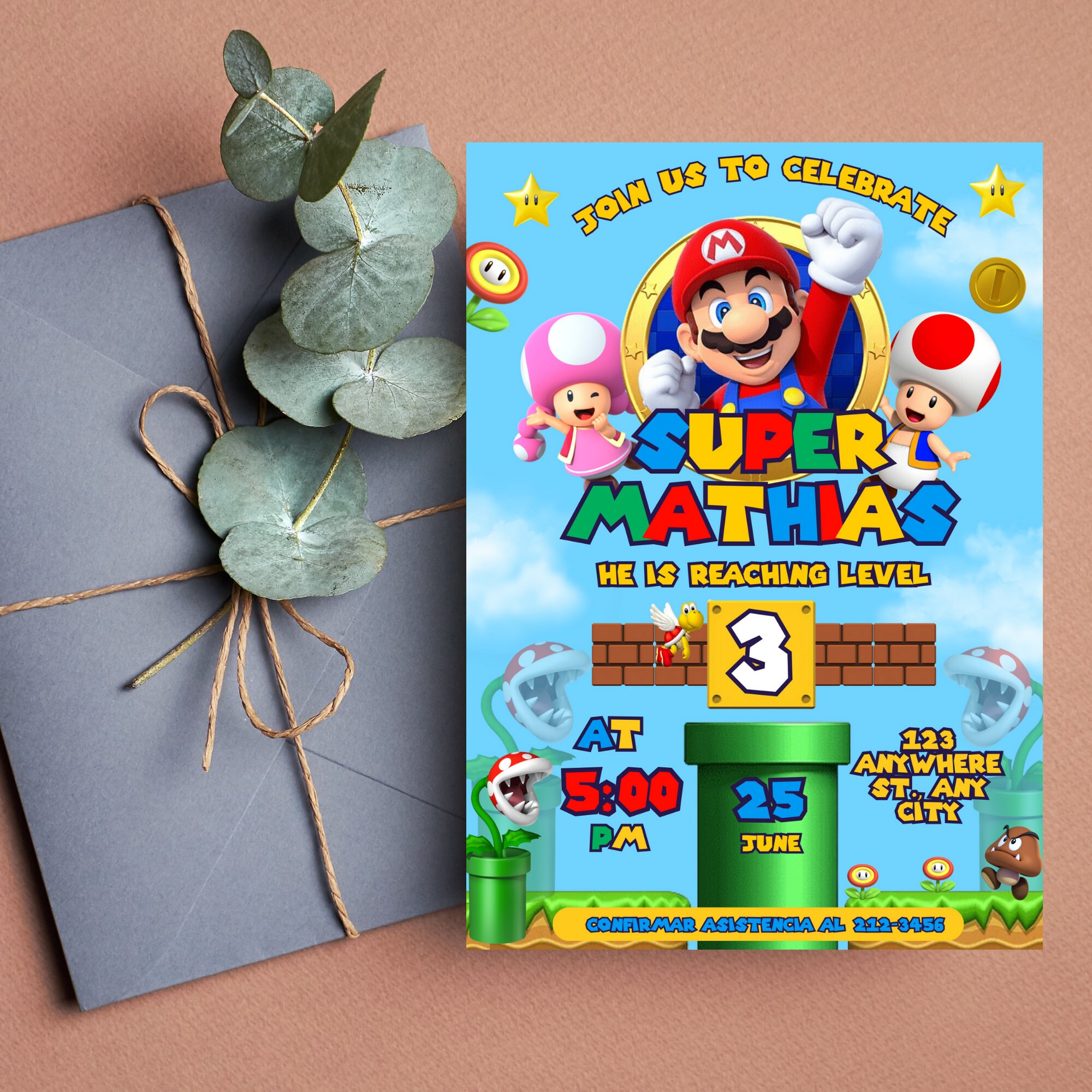 Invitación De Mario Bros, Invitación De Cumpleaños De Super Mario ...