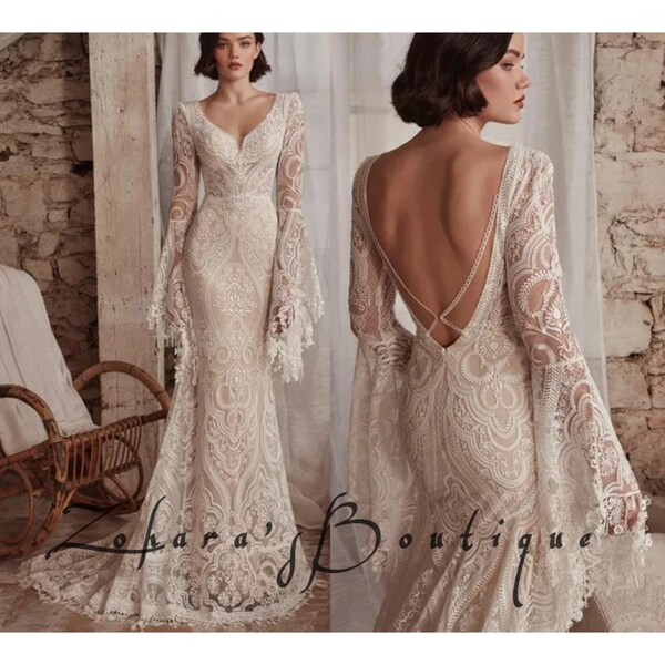 Long Sleeve Sexy Wedding Dresses Etsy
