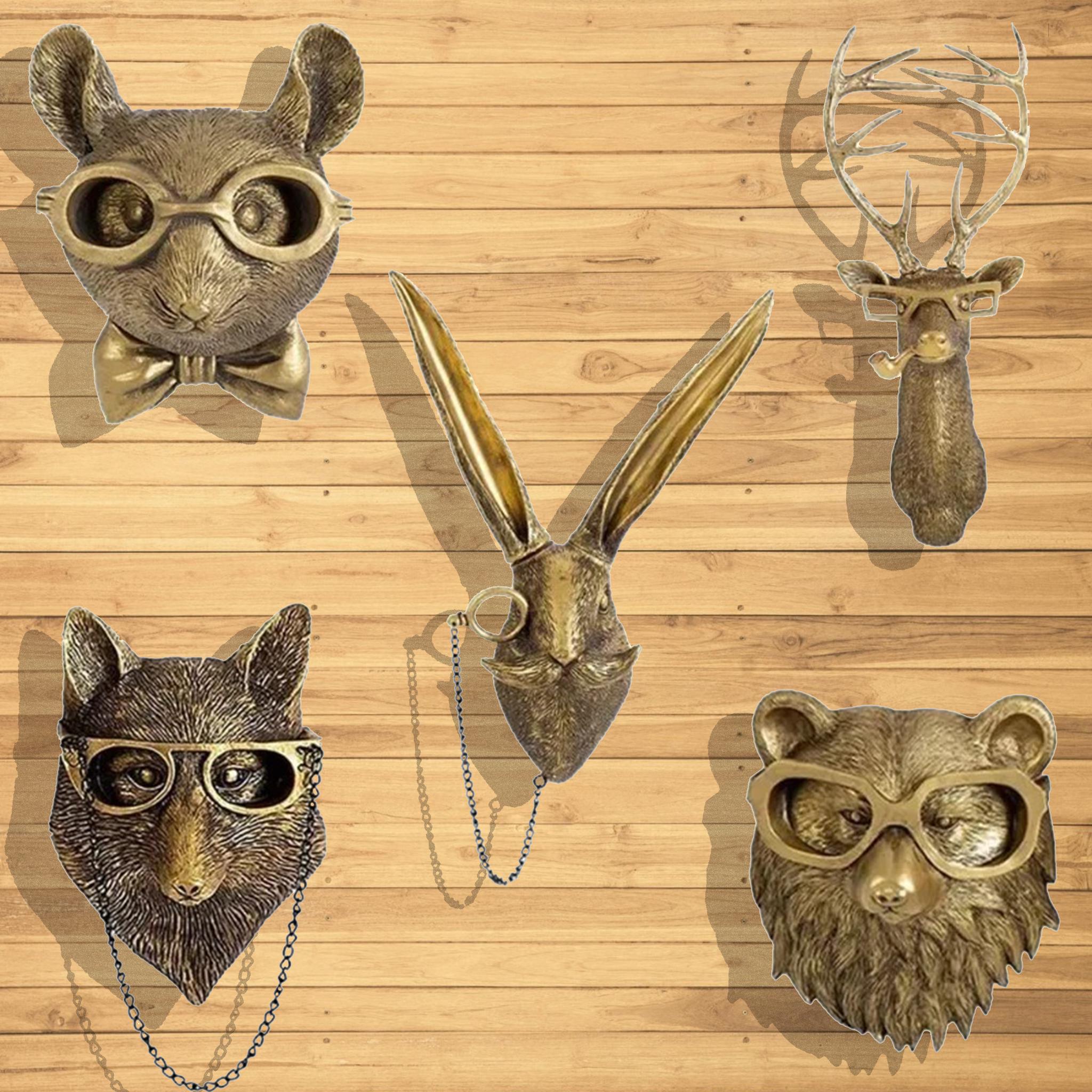 Bronze Animal Head Wall Decor, Bronze Animal Figurines, Bronze Deer ...