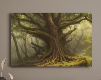 Printable Digital Art Great Tree of Resilience Nature Forest Green Wood ...